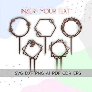 Cake Topper Frame Svg Bundle, Happy Birthday Svg, Cake Topper Cnc, Cake ...