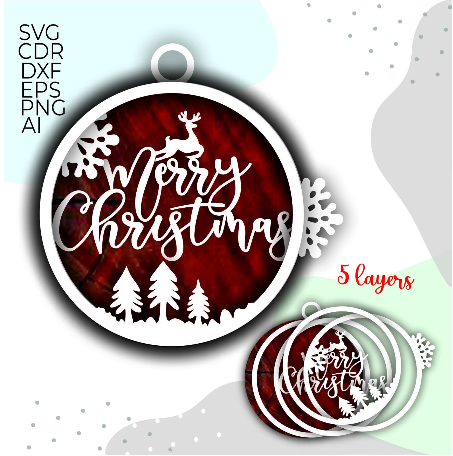 3d Layered Christmas Svg, Merry Christmas Svg, Christmas Ornaments SVG ...