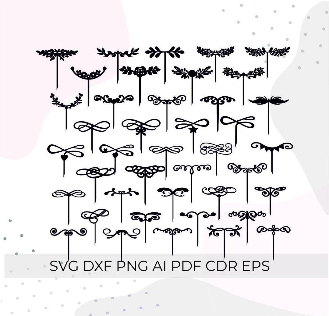 Cake Topper Svg Elements Bundle, Elements Bundle for Wedding, Cake ...