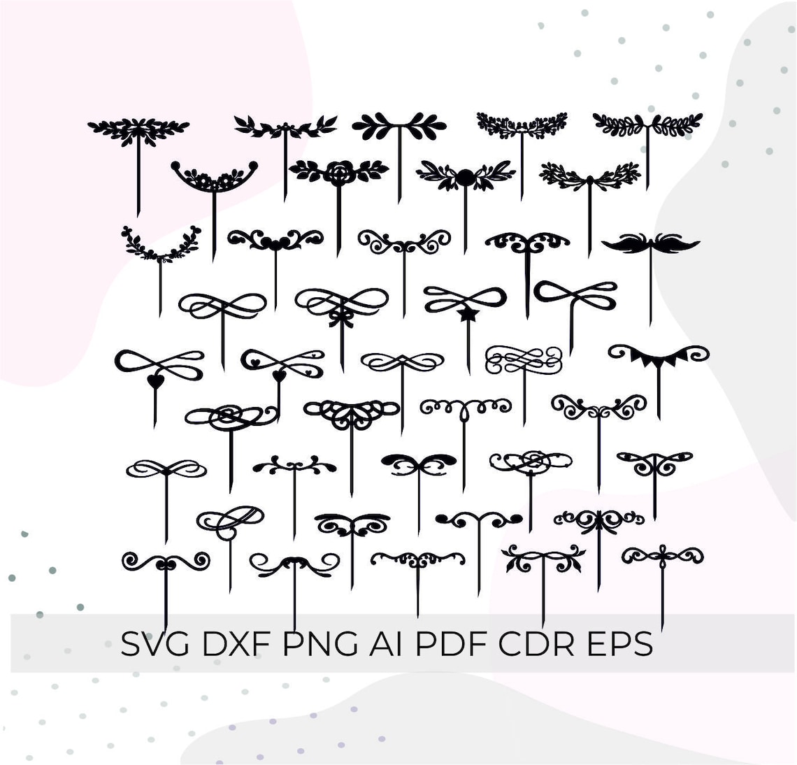 Cake Topper Svg Elements Bundle Elements Bundle for Wedding - Etsy