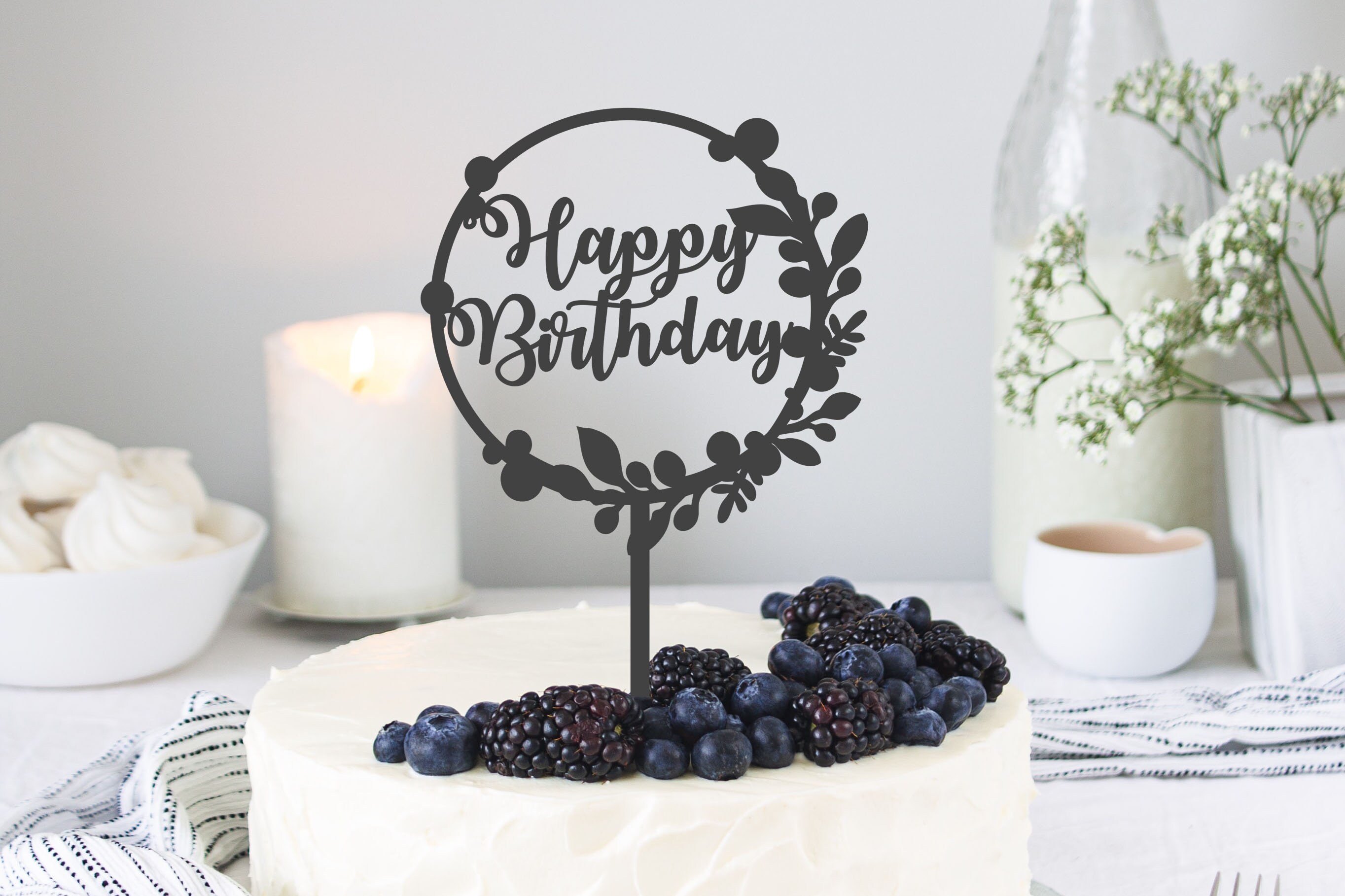 Cake Topper Svg Happy Birthday Svg Cake Topper Cricut - Etsy