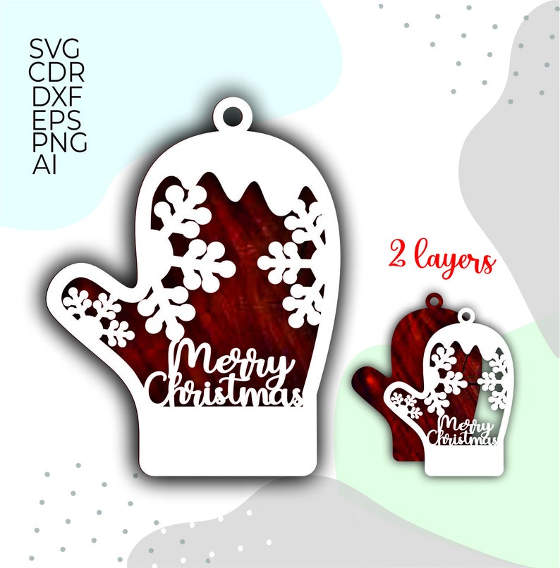 Merry Christmas Mitten Svg 3d Layered Christmas Ornaments - Etsy