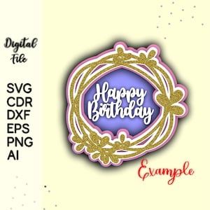 Layered Blank Cake Topper Shape Svg, 3d Birthday Topper Svg, Svg Files ...
