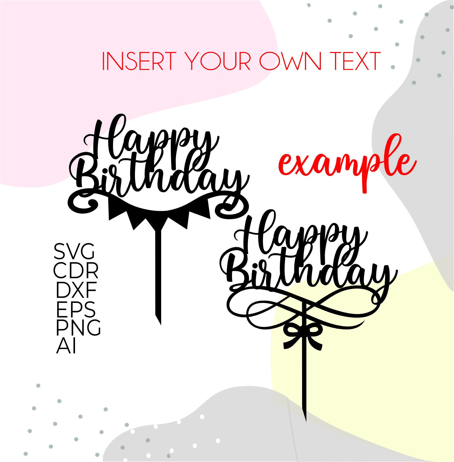 Cake Topper Svg Elements Bundle, Happy Birthday Cake Topper, Cricut ...