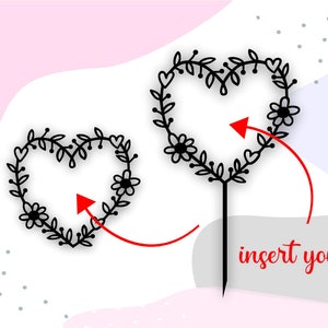 Heart Cake Topper Svg, Heart Frame Svg, Birthday Cake Topper Cut File ...