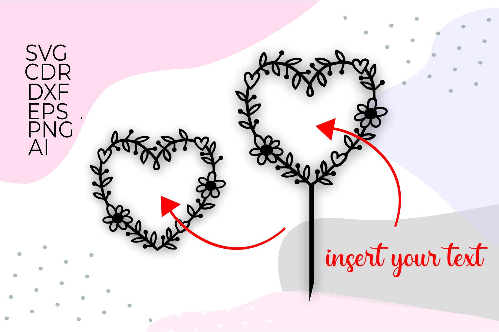 Heart Cake Topper Svg, Heart Frame Svg, Birthday Cake Topper Cut File ...