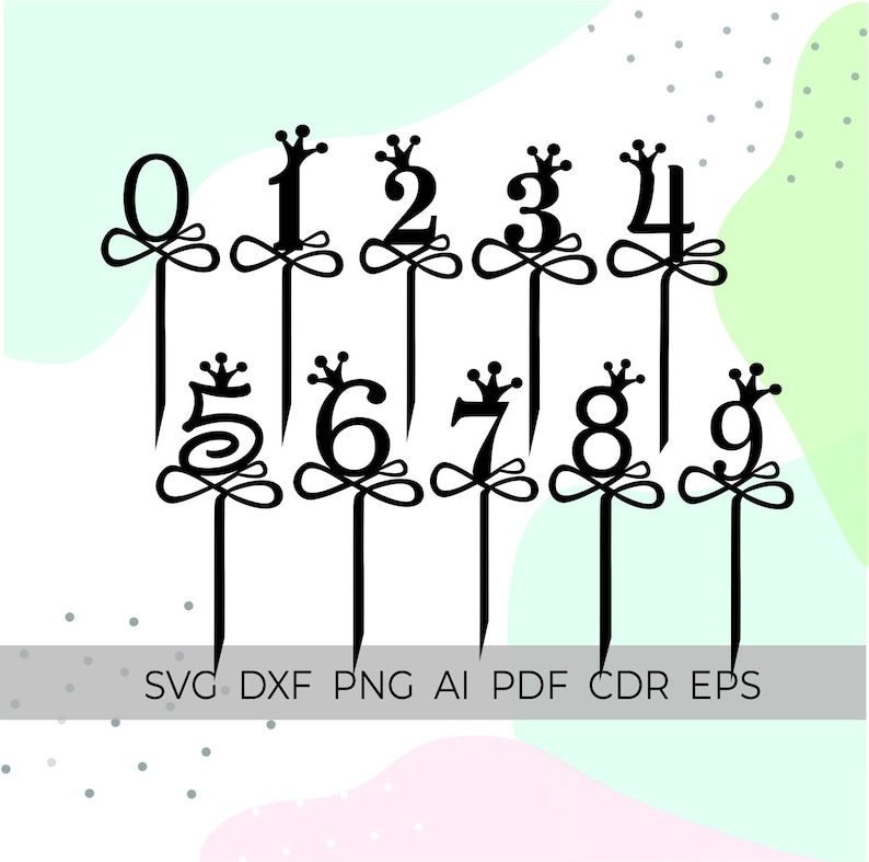 Number Cake Topper Svg File Numbers 1 to 10 Birthday Numbers - Etsy