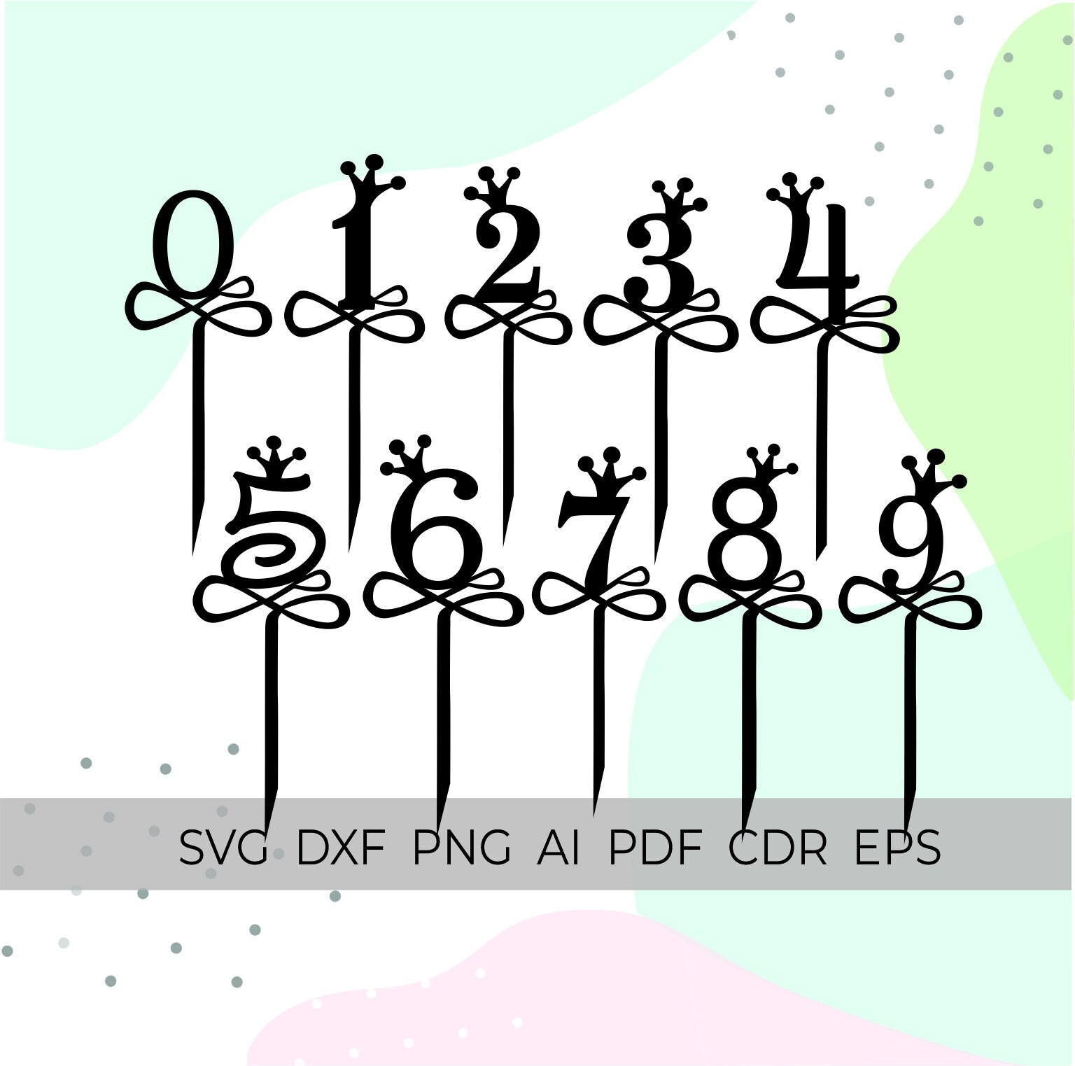 Number Cake Topper Svg File Numbers 1 to 10 Birthday Numbers - Etsy