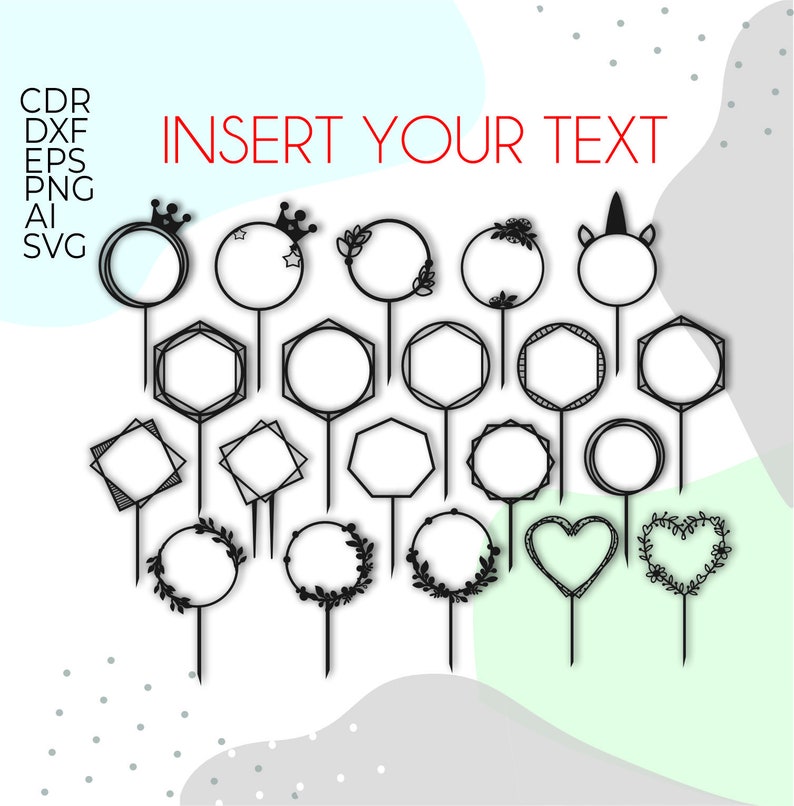 Cake Topper Svg Wedding Cake Topper Svg Wreath Frame Svg - Etsy