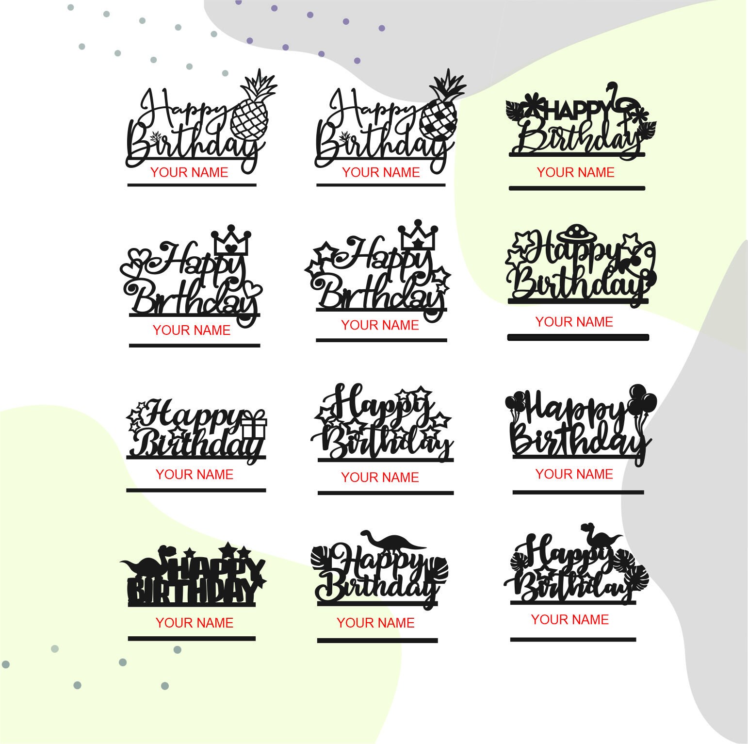 Cake Topper Svg Happy Birthday Svg Personalize Cake Topper - Etsy