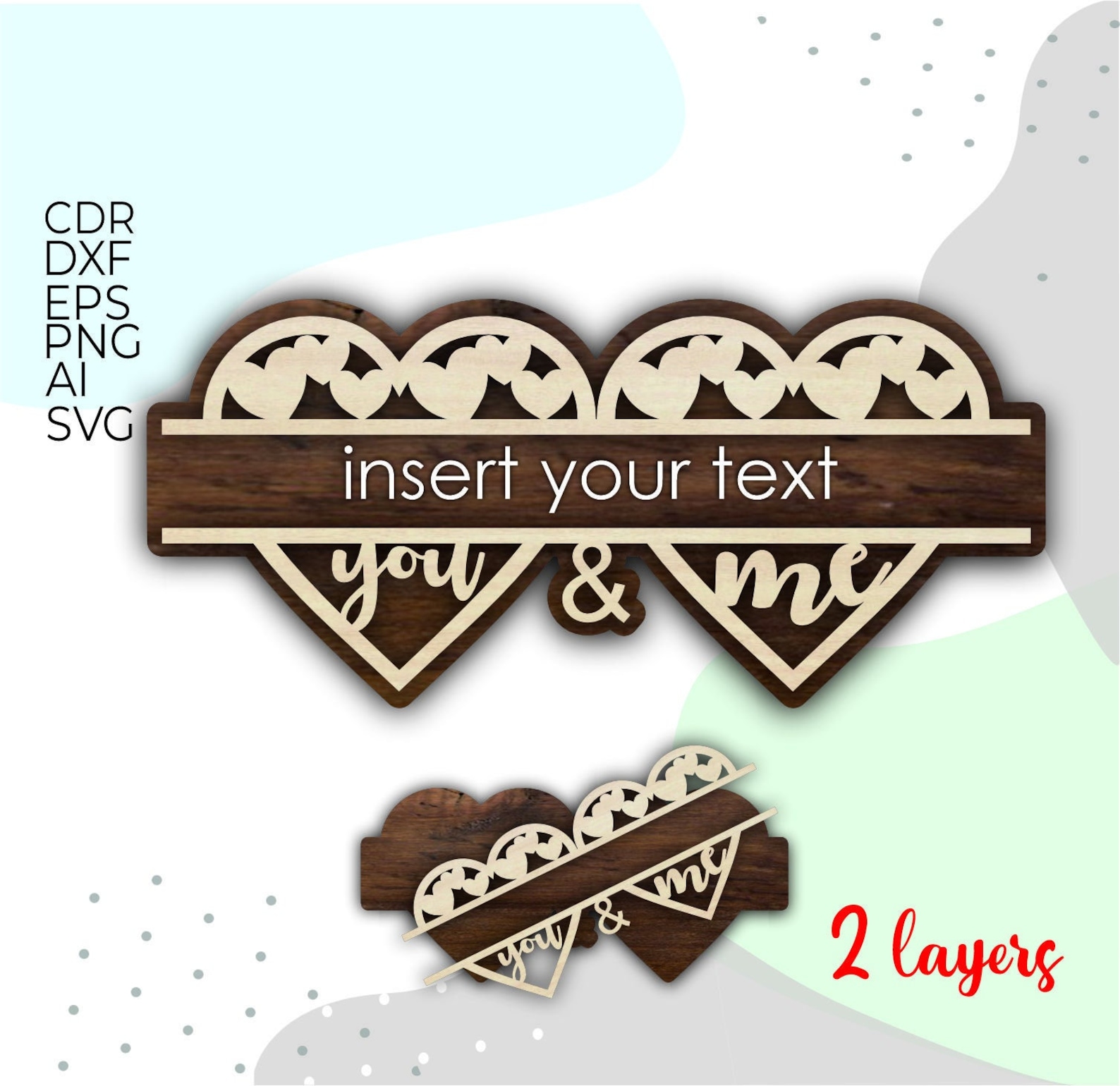 Valentine's Split Heart Frame Svg File for Glowforge Be - Etsy