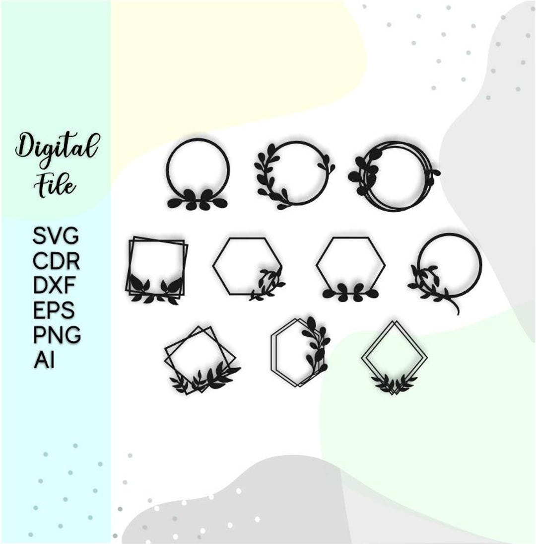 Cake Topper Frames Svg Bundle, Wedding Frames, Wreath Frame Svg, Files ...