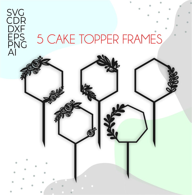 Wedding Cake Topper Svg, Birthday Topper Svg, Flower Wreath Frame Svg ...