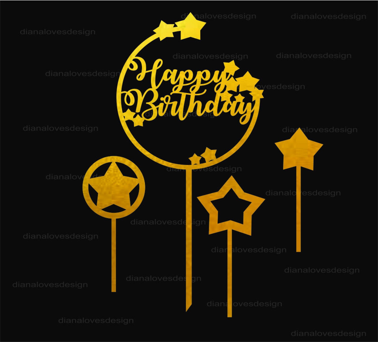 Cake Topper Svg Happy Birthday Svg Space Svg Star Cake - Etsy