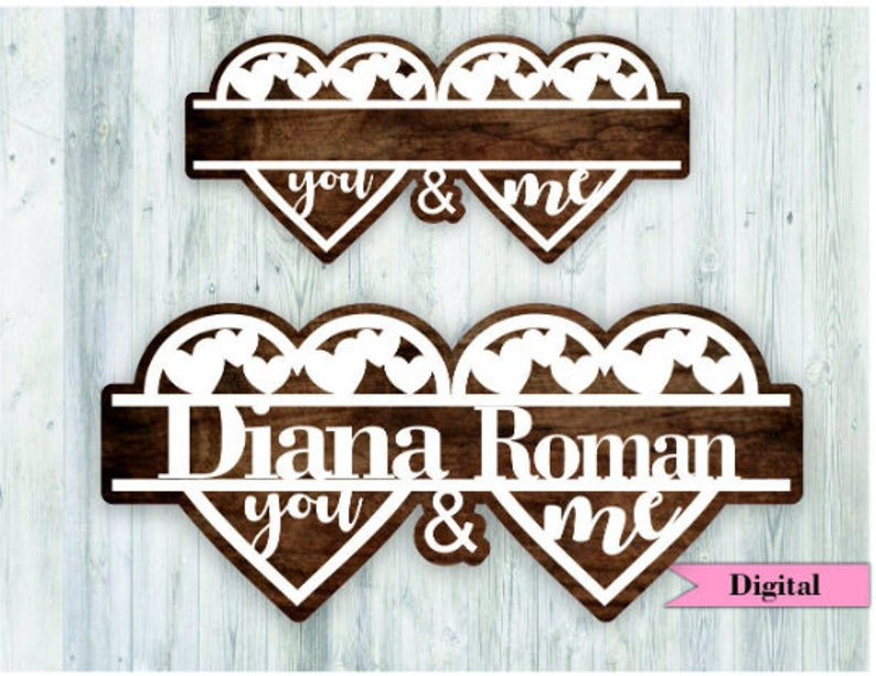 Valentine's Split Heart Frame Svg File for Glowforge Be - Etsy