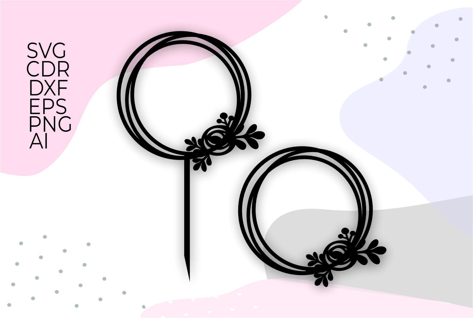 Floral Circle Frame Cake Topper SVG: Laser Cut Files - Etsy