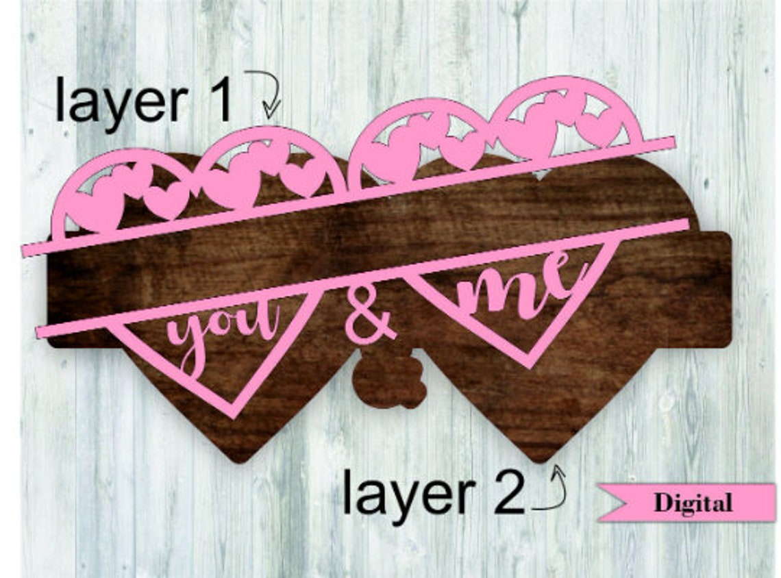Valentine's Split Heart Frame Svg File for Glowforge Be - Etsy