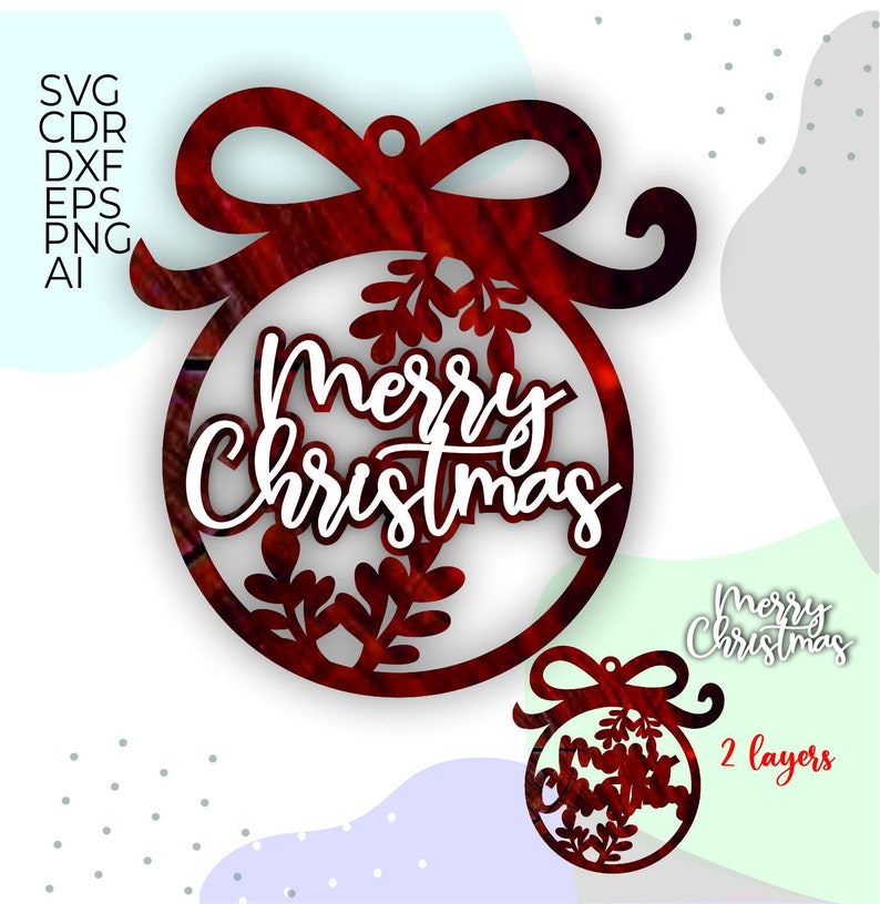 Merry Christmas Door Hanger Svg Laser Cut 3d Layered Etsy