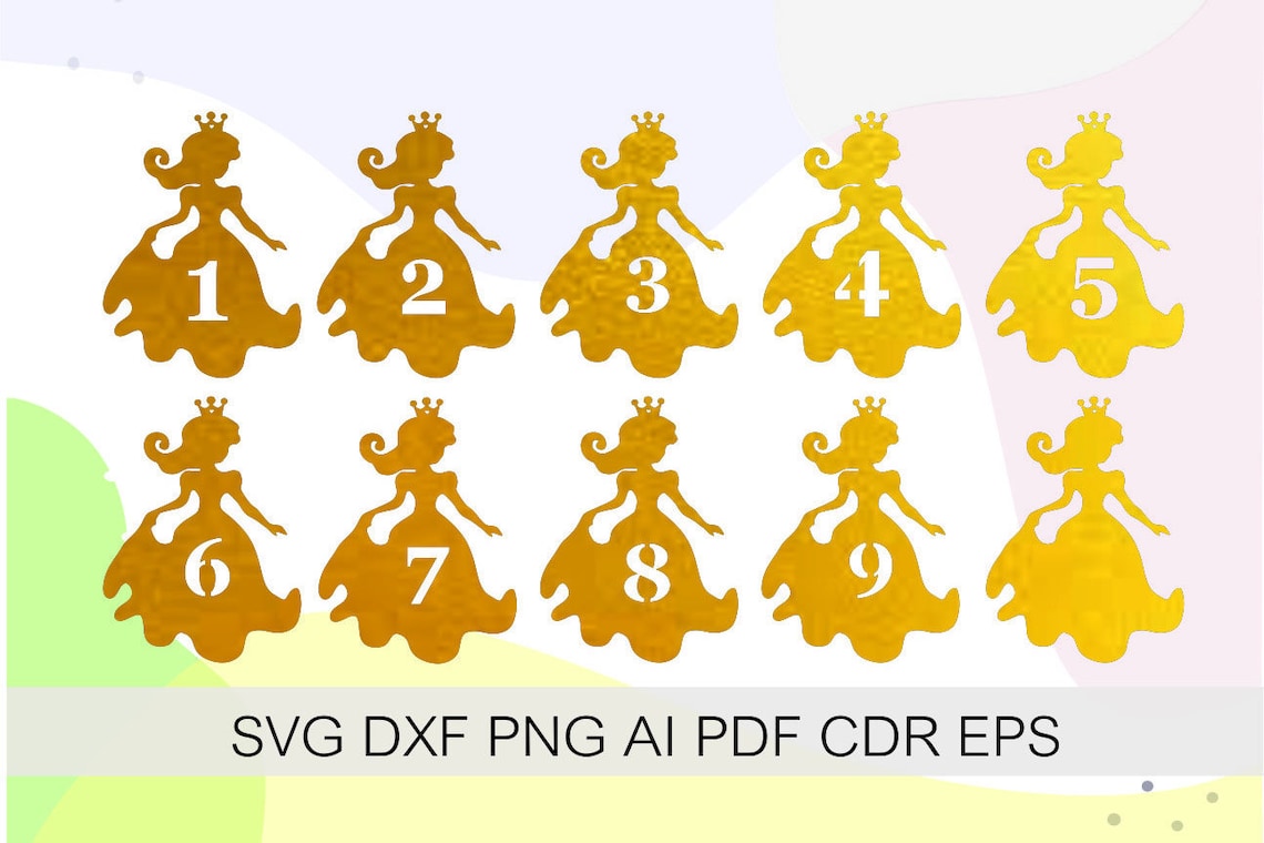 Cake Topper Princess Birthday Svg Cake Topper Svg Number - Etsy
