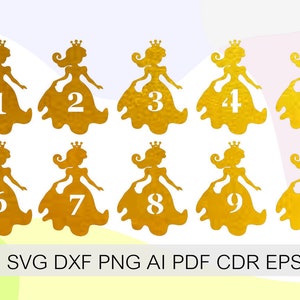 Cake Topper Princess Birthday Svg, Cake Topper Svg , Number Cake Topper ...