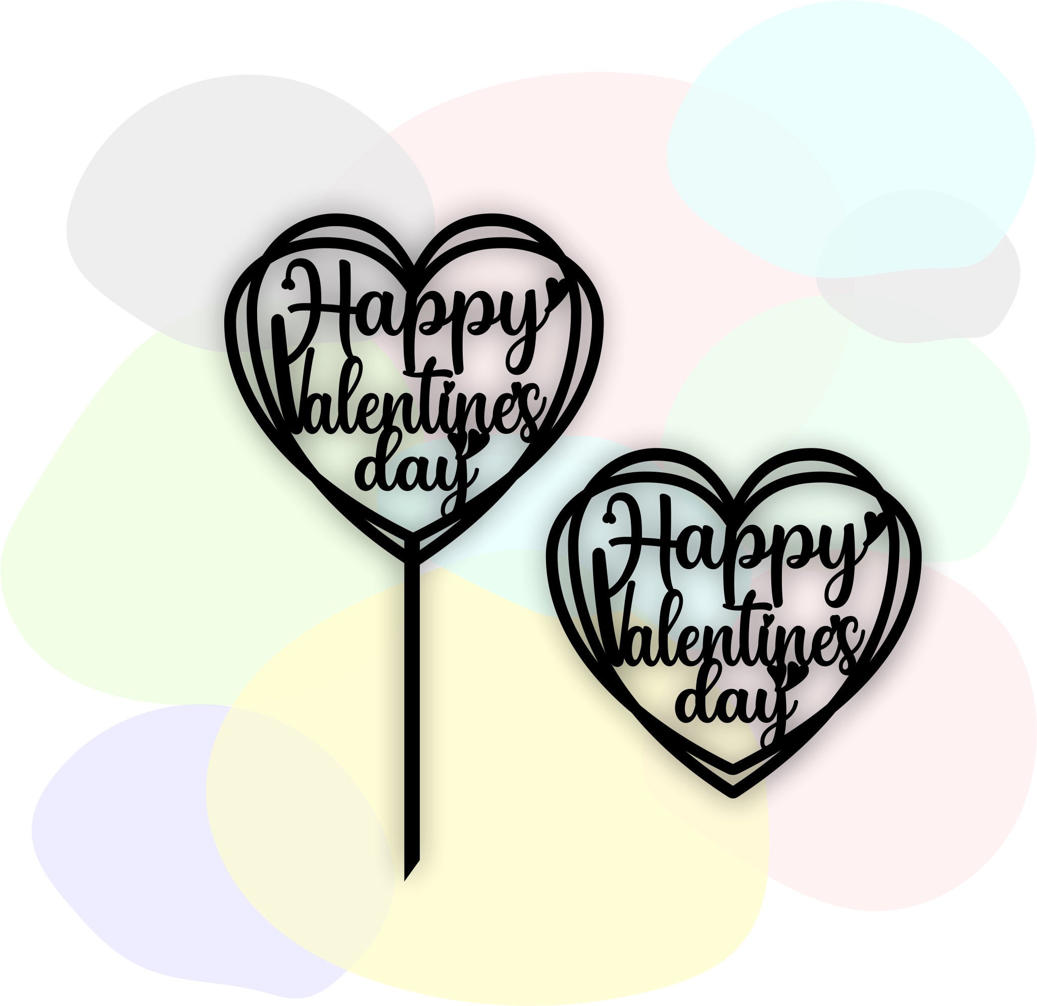 Happy Valentine's Day Cake Topper Svg Heart Frame Svg - Etsy