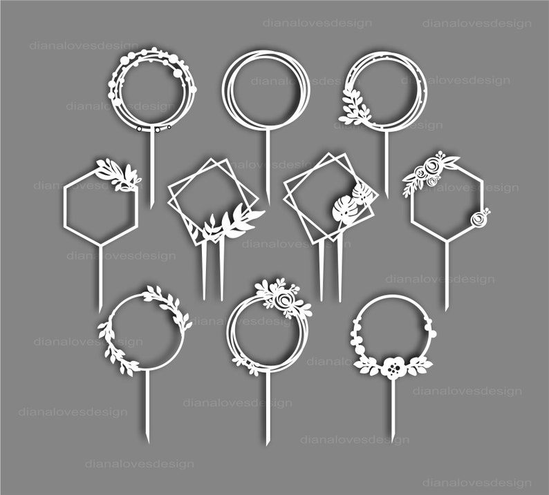 Wedding Cake Topper Svg Birthday Topper Svg Flower Wreath | Etsy