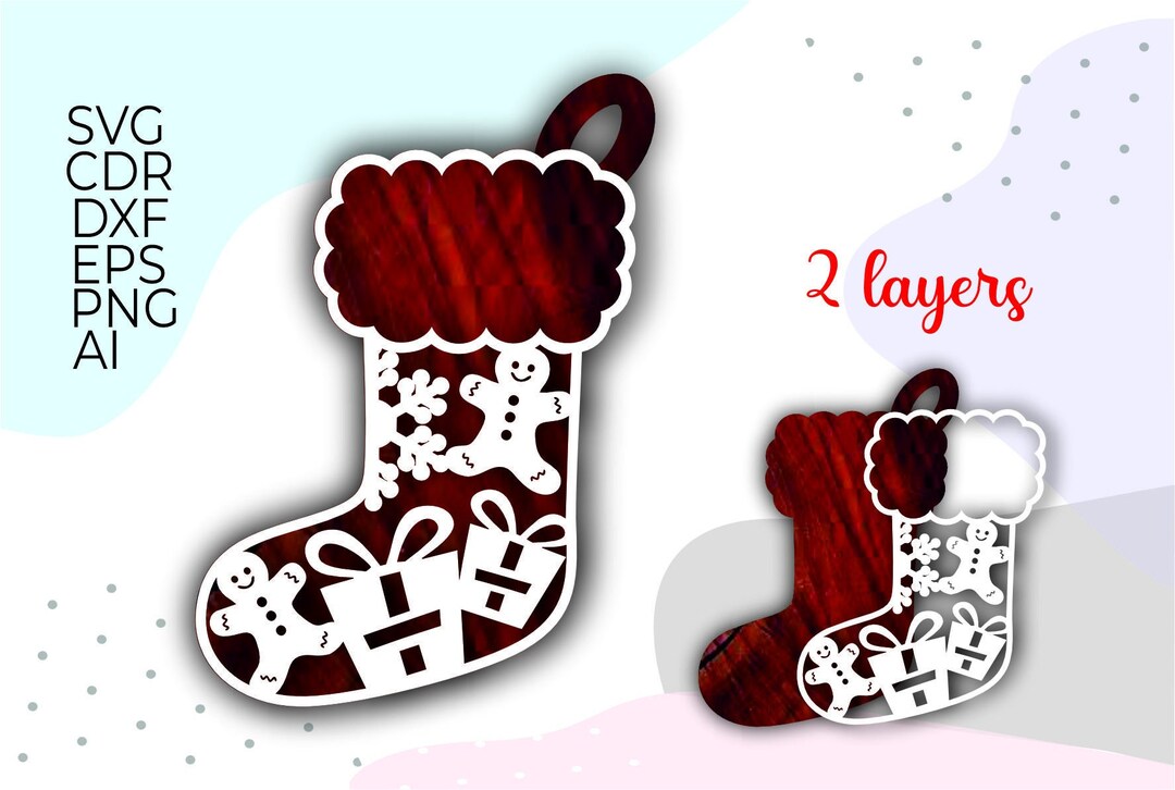 Christmas Stocking Svg, Christmas Sock Multilayer 3d, Christmas ...