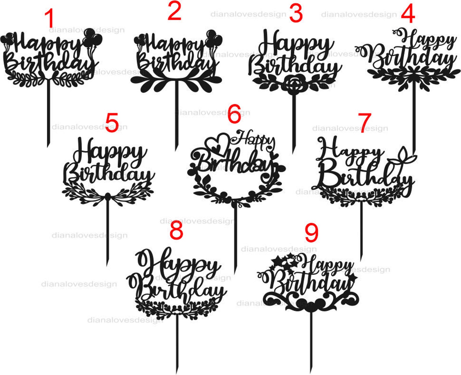 Happy Birthday Svg Cake Topper Svgcake Topper Cricut Cake Etsy