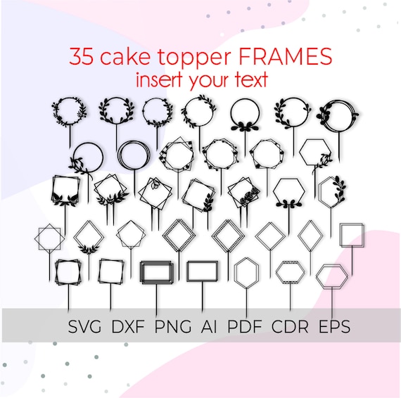 Cake Topper Cricut Happy Birthday Svg Wreath Frame Svg Cake | Etsy