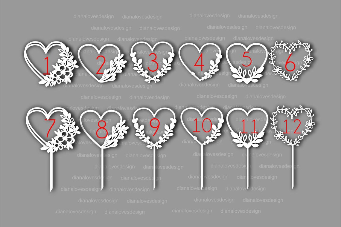 Cake Topper Svg Heart Frame Svg Birthday Cake Topper Cut - Etsy