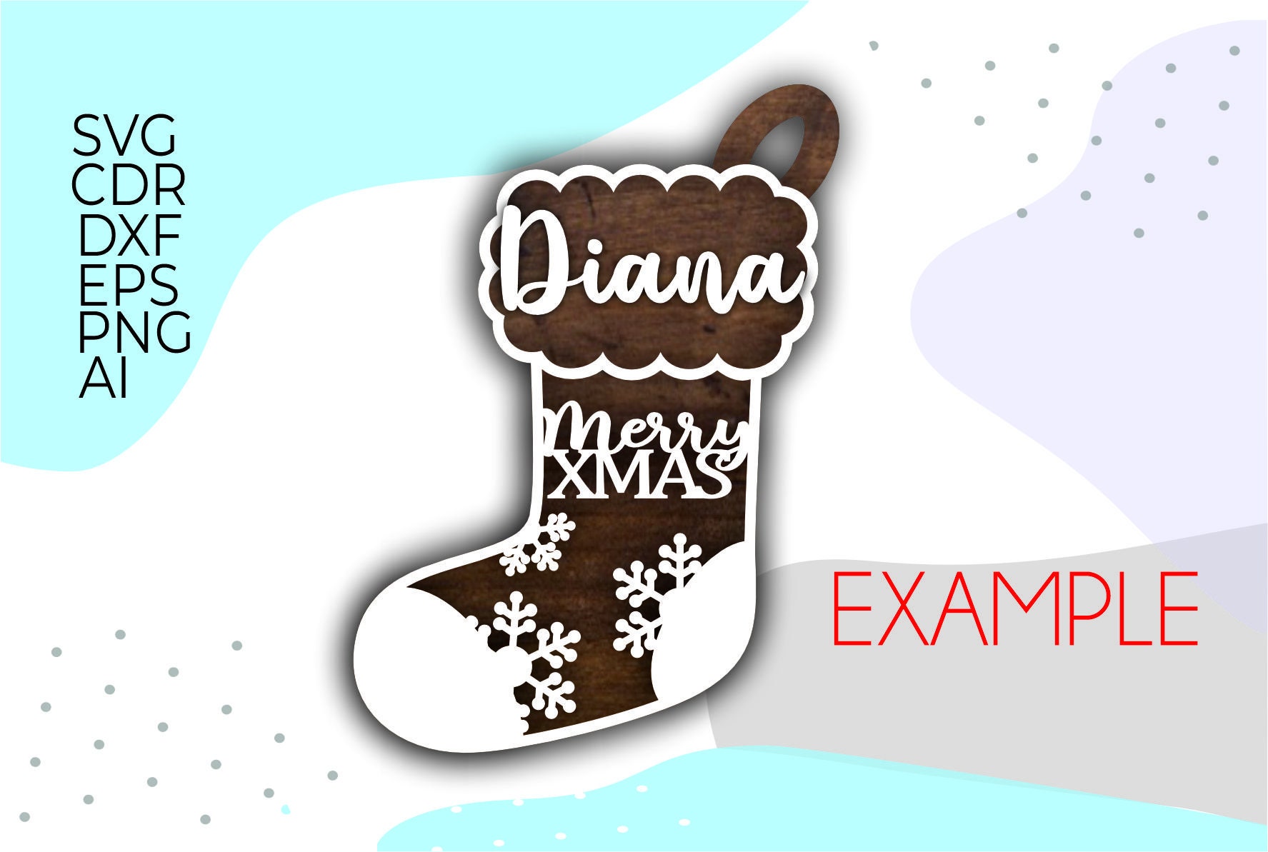 Christmas Stocking Svg Ornament Snowflake Bundle Christmas - Etsy