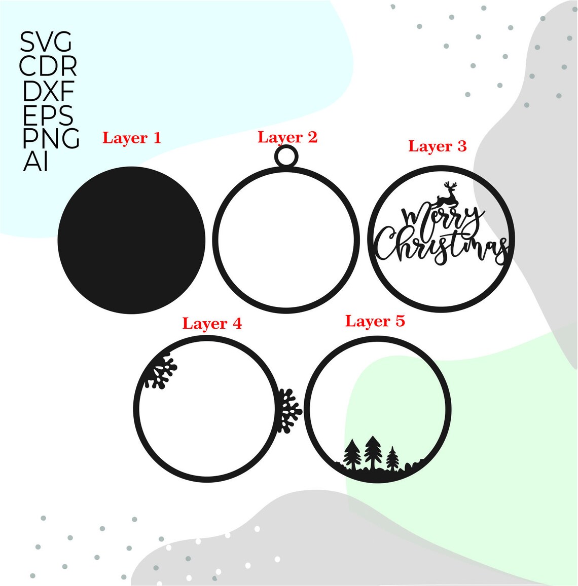 3d Layered Christmas Svg Merry Christmas Svg Christmas - Etsy