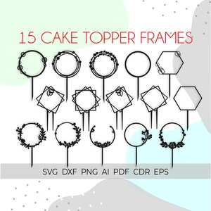 Svg Cake Topper Frames Bundle, Wedding Cake Topper Frame Svg, Svg ...