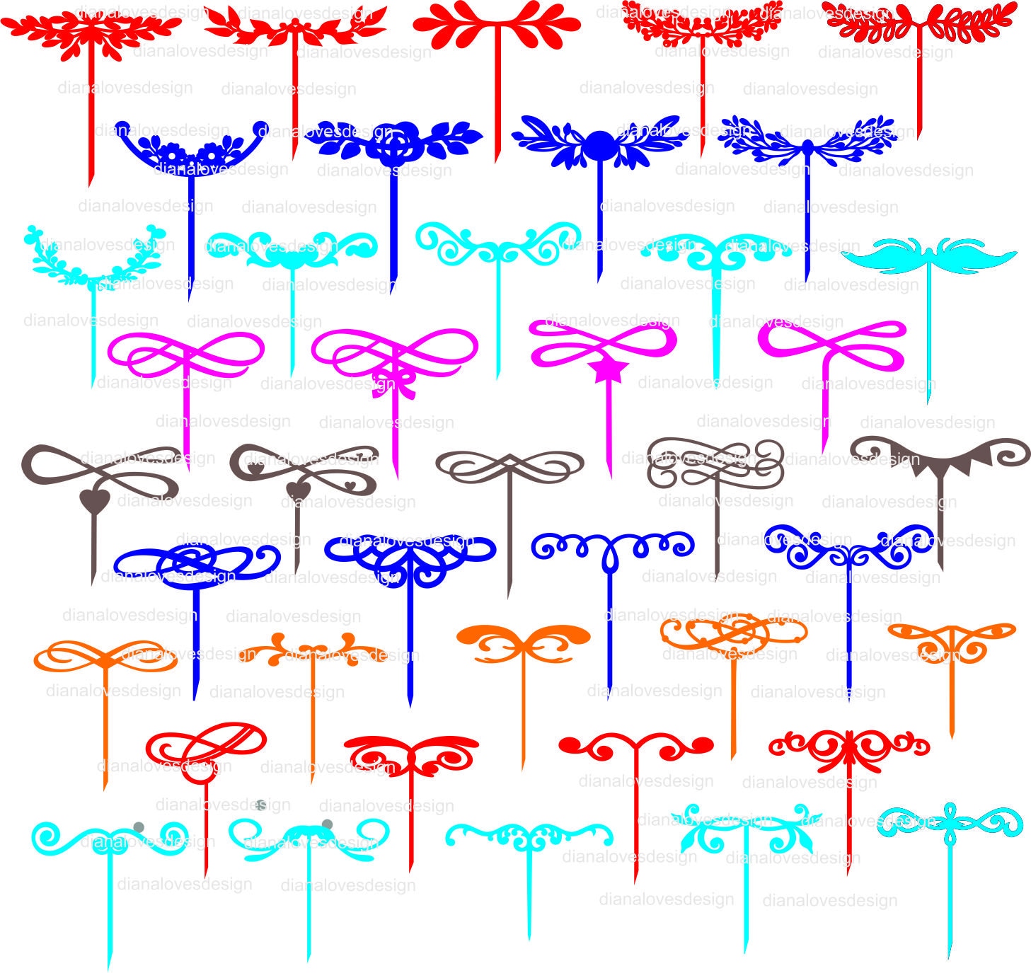 Cake Topper Svg Elements Bundle Elements Bundle for Wedding - Etsy ...