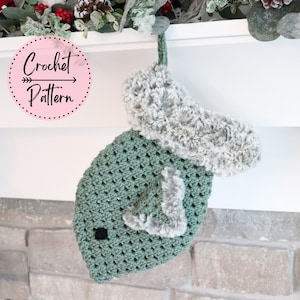 Cat Granny Stitch Christmas Stocking Crochet PATTERN, Cat Stocking ...