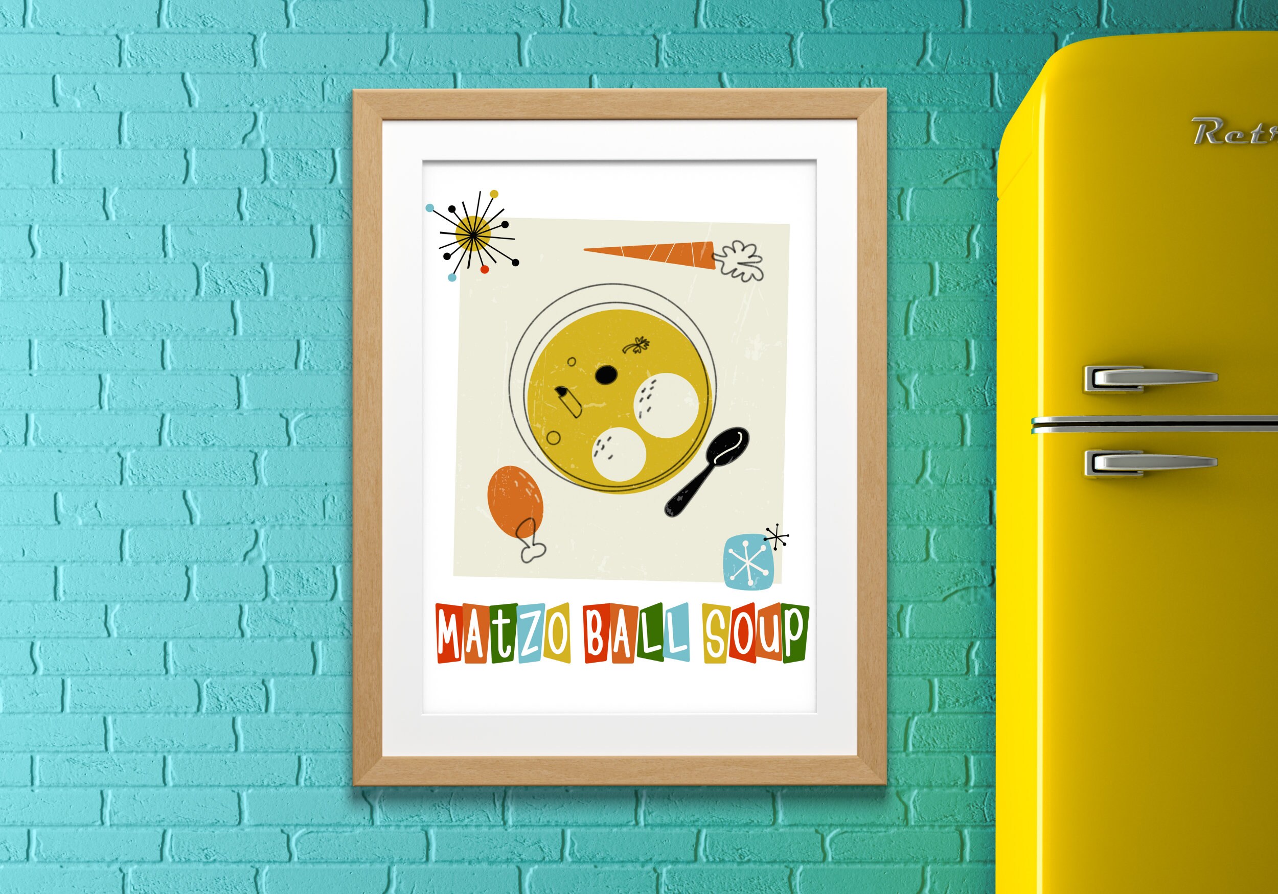 Matzo Ball Soup Wall Art | Retro Diner Art | Kosher Deli Poster | 1950 ...