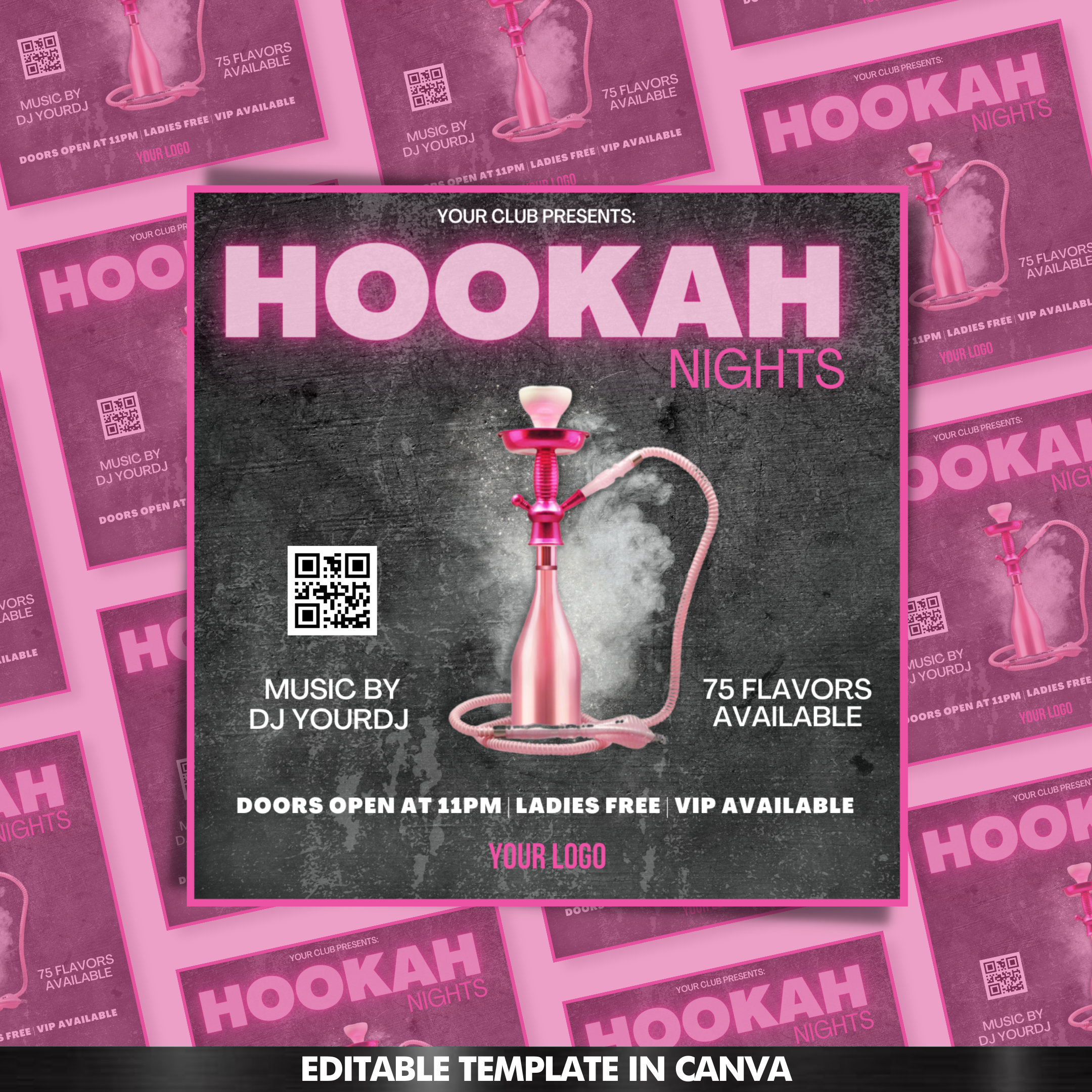Hookah Party Flyer, Hookah Invitation, Hookah Lounge Flyer, Shisha ...