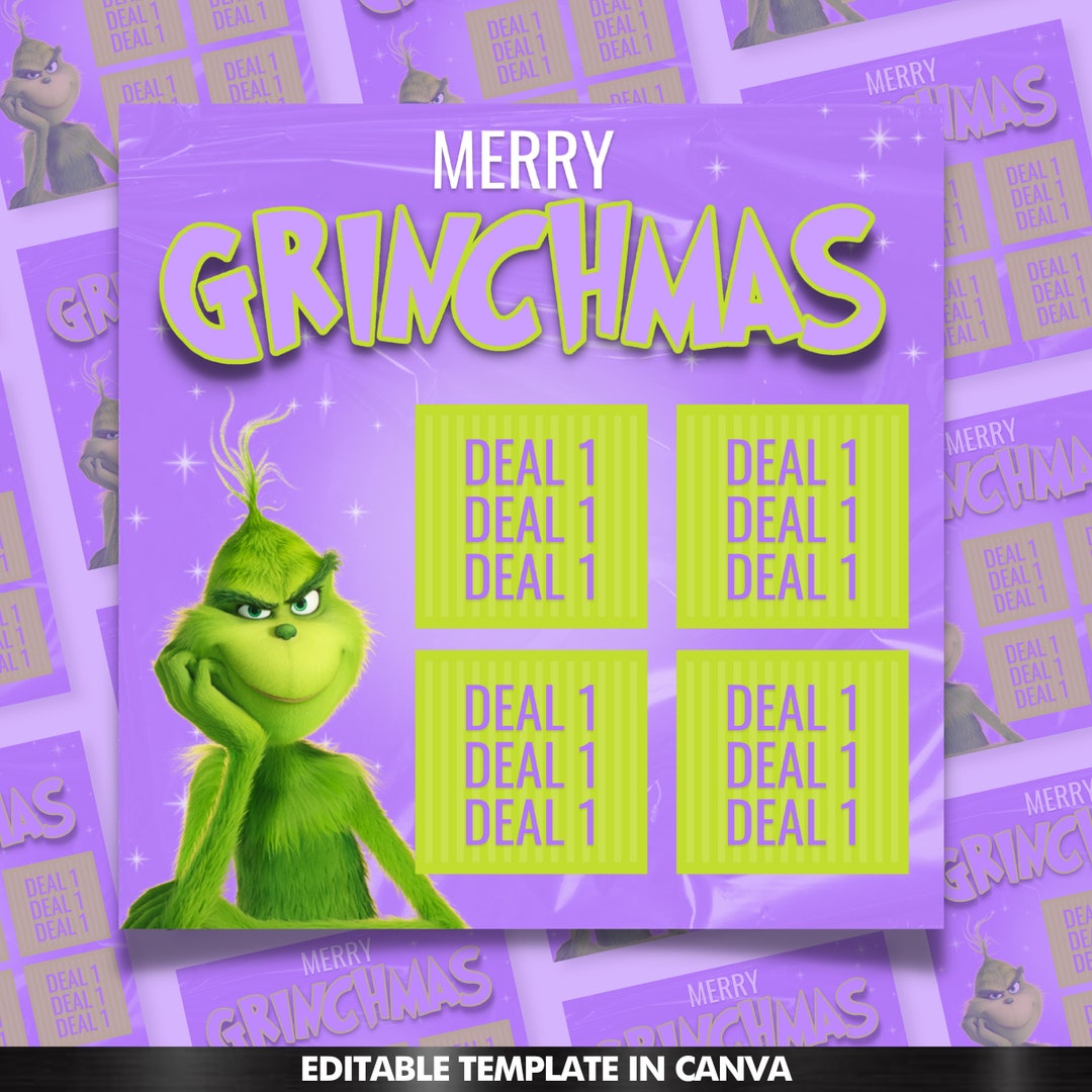 Grinchmas, Grinch Canva, Canva Editable, Canva Flyer, Canva Grinchmas ...