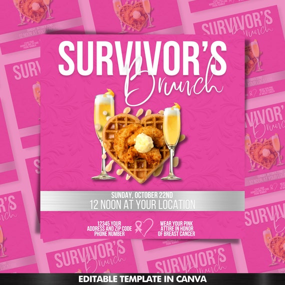 Breast Cancer Awareness Flyer Brunch Breast Cancer Flyer - Etsy