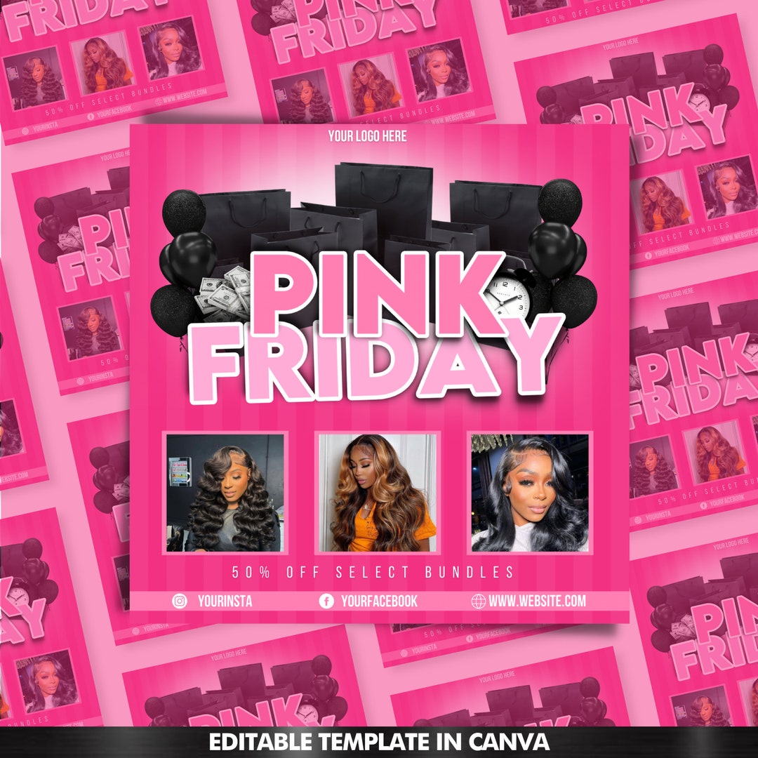 Pink Friday Sale, Black Friday Sale, Canva Editable Flyer, Canva DIY ...