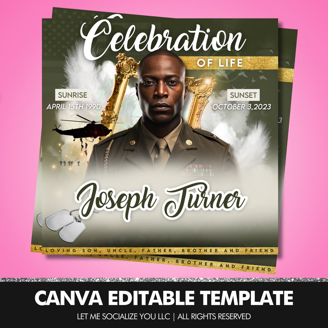 Editable ARMY in Memory of Flyer | in Loving Memory Veteran | Canva ...