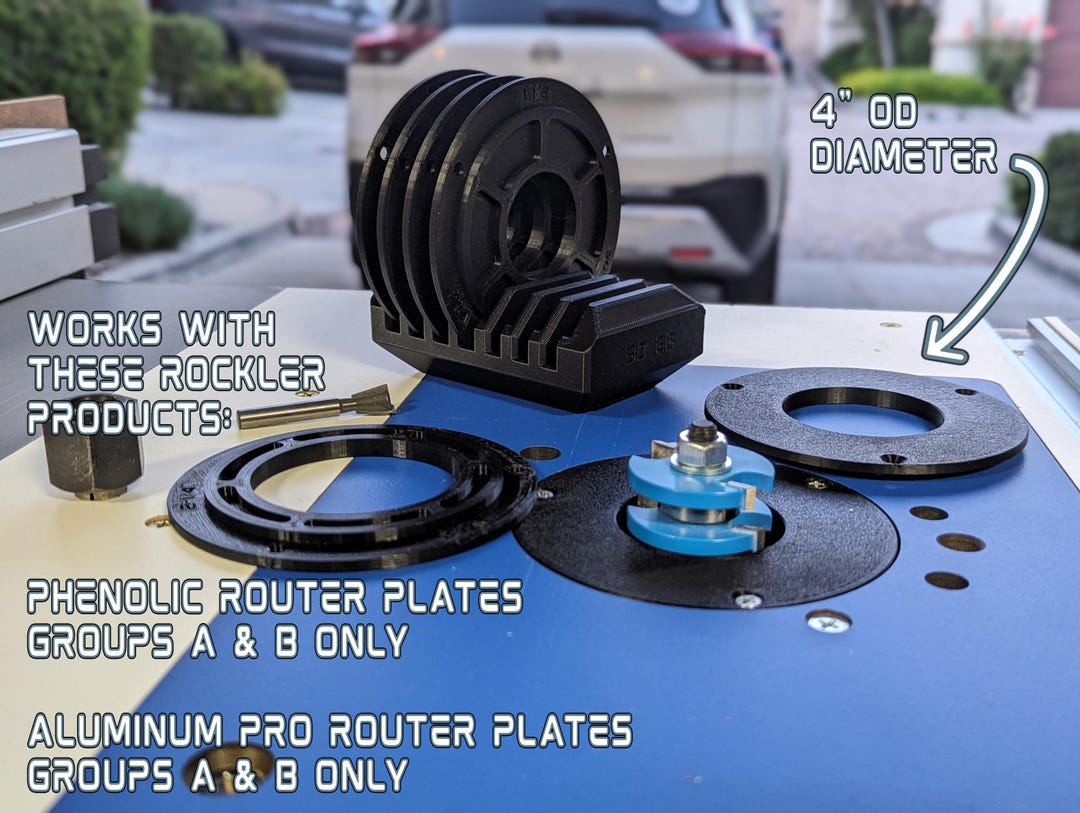 4 Dia. Rockler Router Plate Insert Ring Set With Caddy Router Table Accessory Gift Make Safer Router Table Cuts Etsy