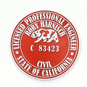 4.75" Personalized Professional Engineer Stamp Nameplate - Custom PE ...