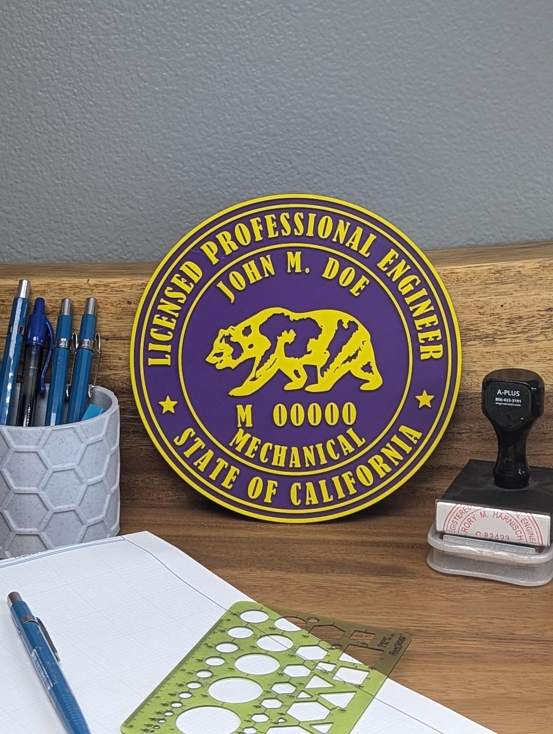 7" Personalized Professional Engineer Stamp Nameplate - Custom PE Stamp ...