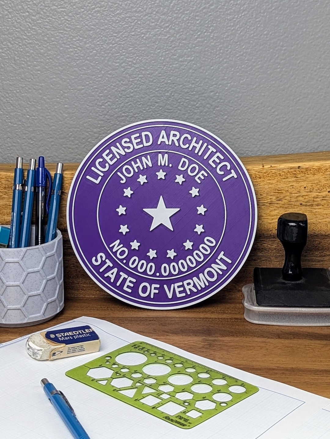 7" Personalized Professional Architect Stamp Nameplate - Custom License ...