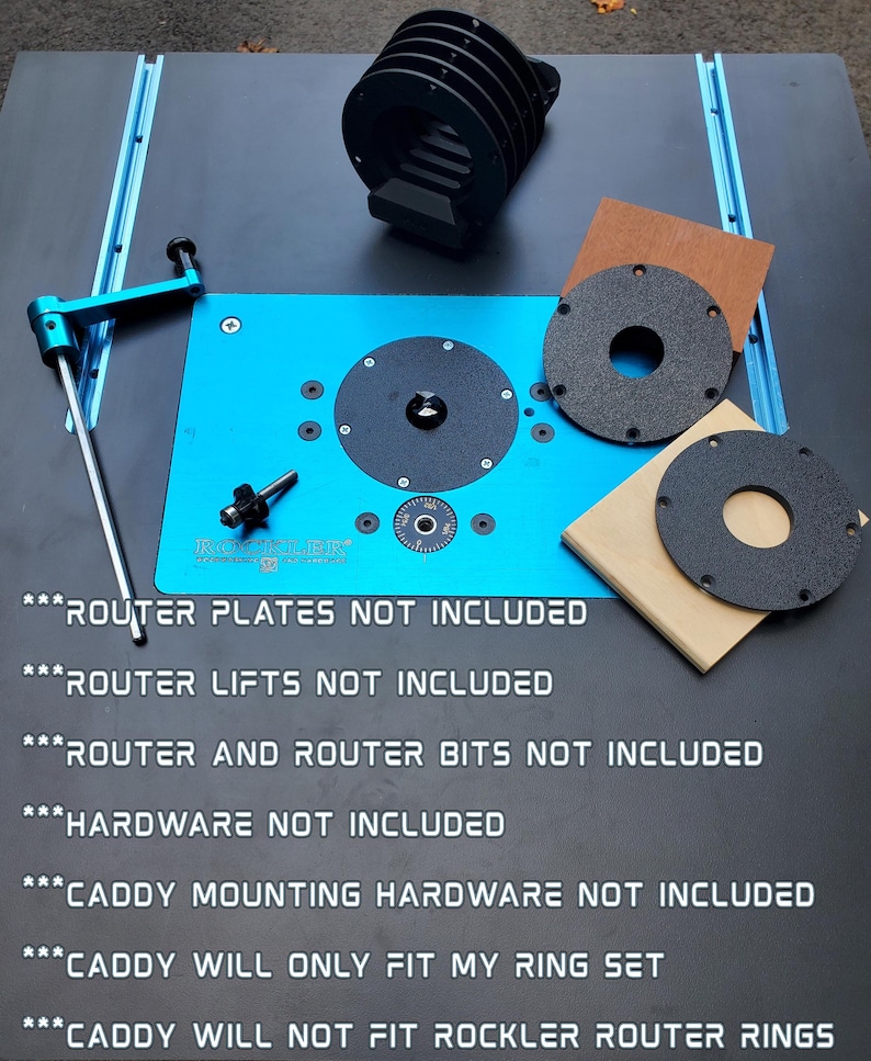 4-3/8" Dia. Rockler Router Plate/lift Insert Ring Set With Caddy ...