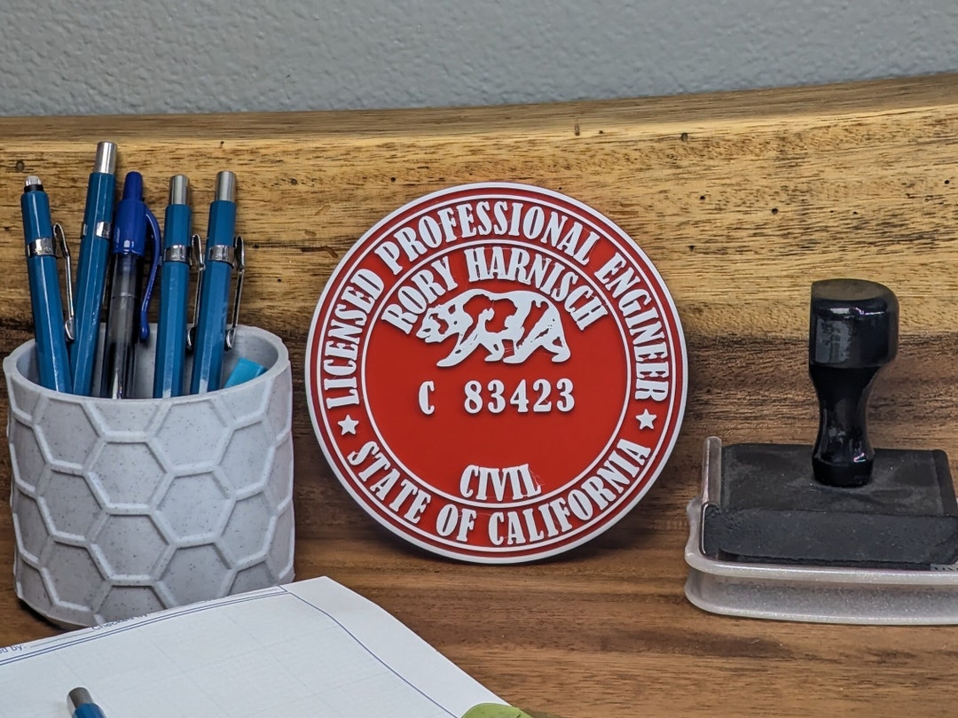 4.75" Personalized Professional Engineer Stamp Nameplate - Custom PE ...