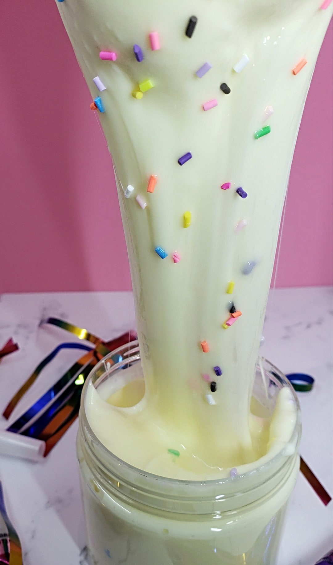 Rainbow Funfetti Slime, Birthday Cake Scent, Slime, Sprinkles, Yellow ...