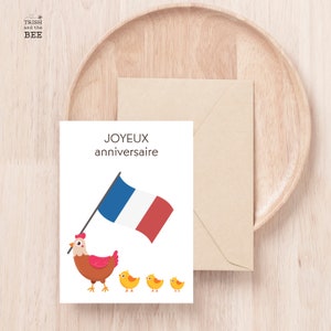 Printable French Birthday Card Joyeux Anniversaire happy Birthday in ...