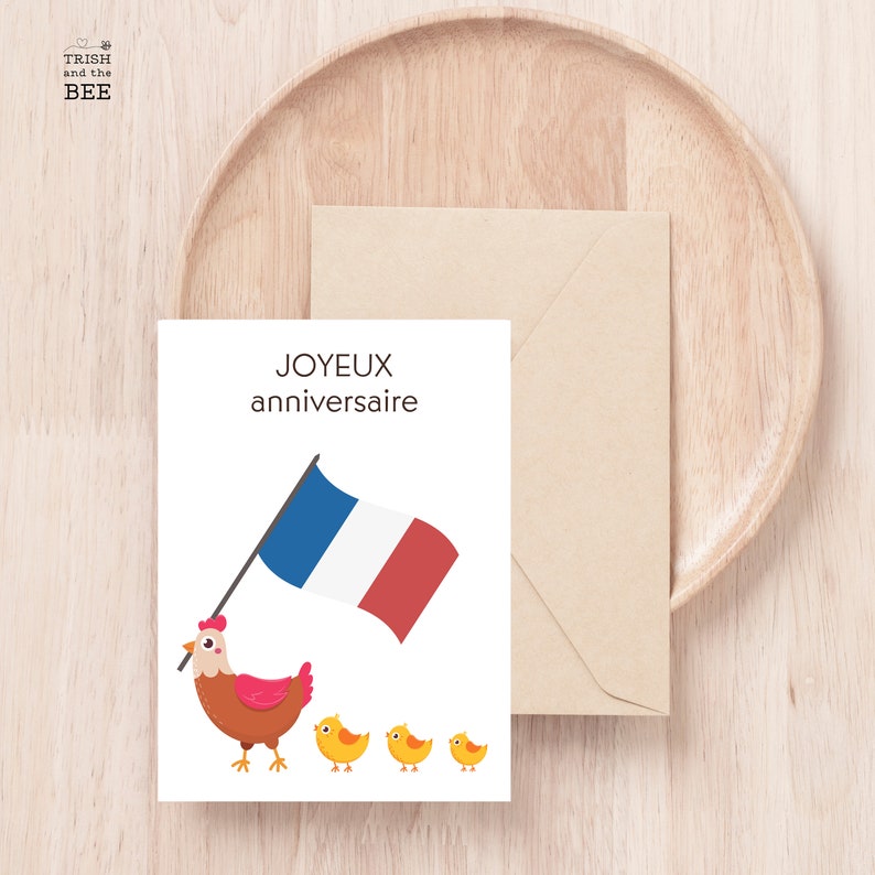 Printable French Birthday Card Joyeux Anniversaire happy Birthday in ...